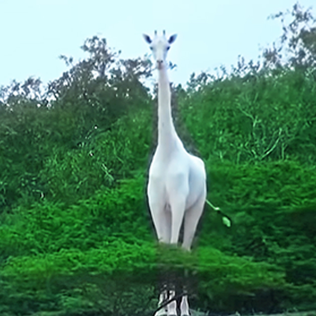 Ghostly White Giraffe Caught On Film With Her Adorable Baby